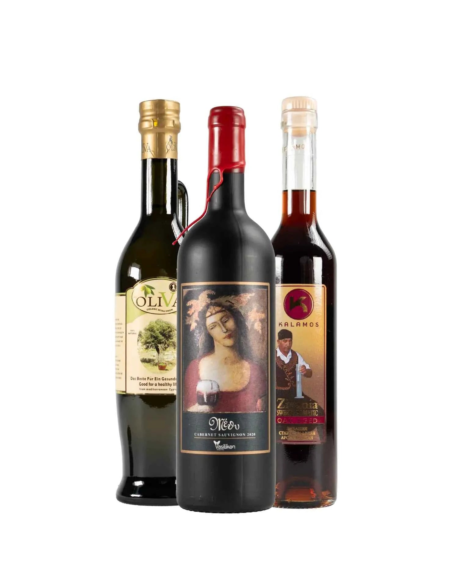Dinner & Sweet Dessert Bundle | Rotwein süßer Zivania & bio Olivenöl